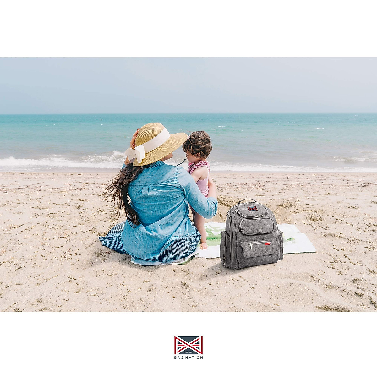 Bag Nation Diaper Bag Backpack | Large Capacity Unisex Baby Bag with Stroller Straps, Changing Pad and Sundry Bag - Holds All Your Baby’s Essentials - Baby Shower Bundle