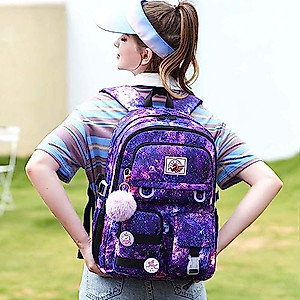 KLFVB Laptop Backpack for Girls, 15.6 Inch Cute Tie Dye College Bookbag, Anti Theft Water Resistant Large Computer School Bag for Teens Women Students - Purple