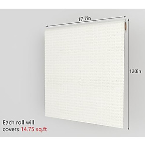 Decotalk White Contact Paper for Cabinets 17.7"x120" Textured Wallpaper White Contact Paper Removable Wallpaper for Walls Woven Fabric Textured Wallpaper Peel and Stick Contact Paper White