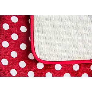 Aboo Kitchen Rugs 2 Pieces Memory Foam Kitchen Mat Non-Slip Red With White Dot (15.7"×23.6" + 15.7"×47.2" Red)