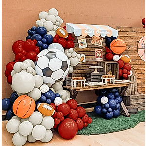 Navy Blue Red Balloon Garland - Double Stuffed Royal Blue Balloons Nude Cream White Sand Pastel Red Balloons Arch Kit For Birthday Baby Shower Gender Reveal Nautical Baseball Patriotic Decorations