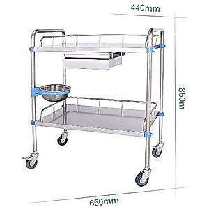 JYDQM Stainless Steel Trolley-Double Cart Trolley Trolley Care Dressing Medical Cart Clinic Beauty Trolley (Size : 80)