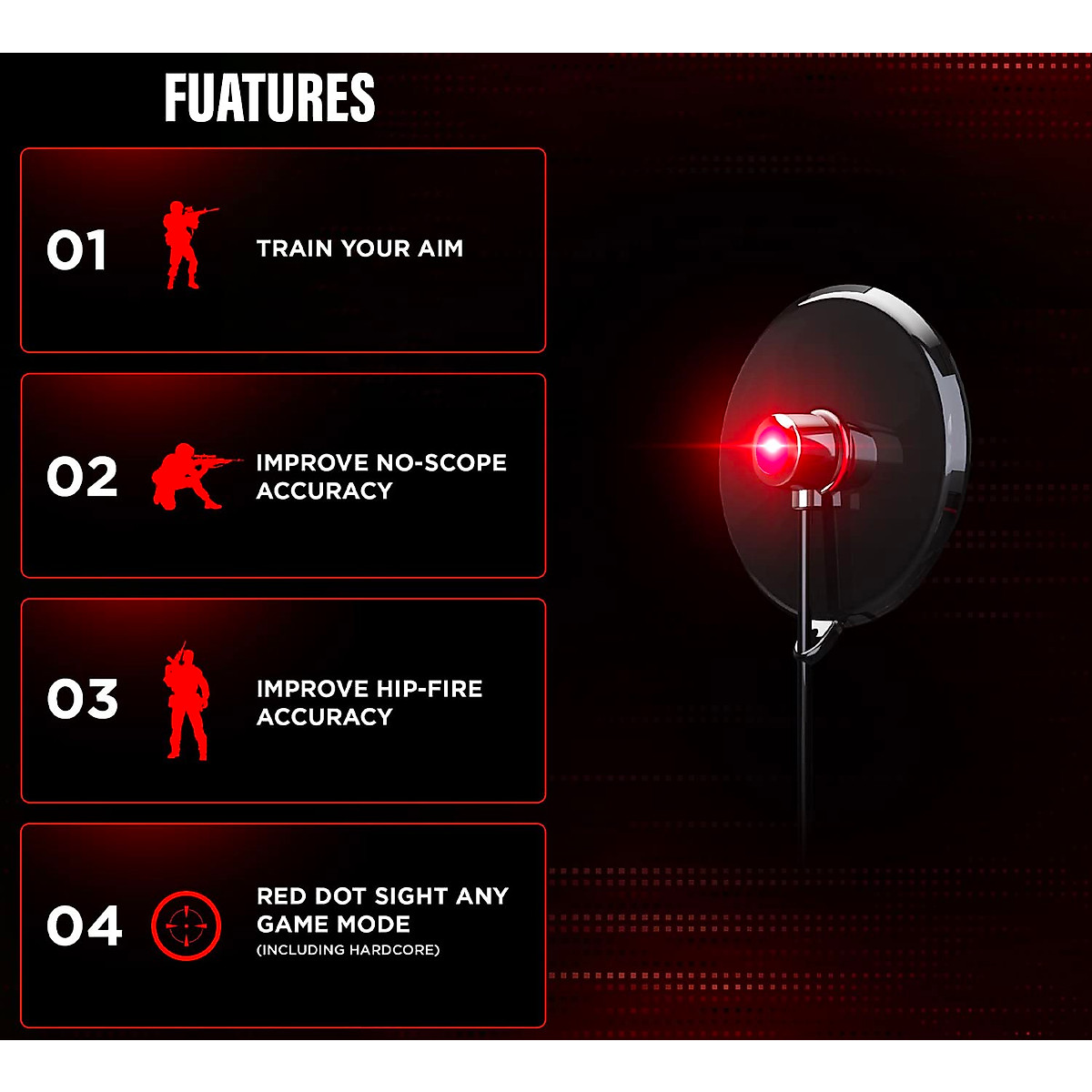 PRO Color and Brightness Control Dot LED Aim Assist Mod for Gaming TV Compatible with Xbox, Playstation, Nintendo and PC - Works with All Shooter Video Games and FPS or TPS