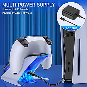 PS5 Controller Charging Station Compatible with PS5 Controller/Edge Controller, Fast PS5 Dualsense Charger Station with Cable, PS5 Charging Dock for Playstation 5 Controllers- Airplane Design
