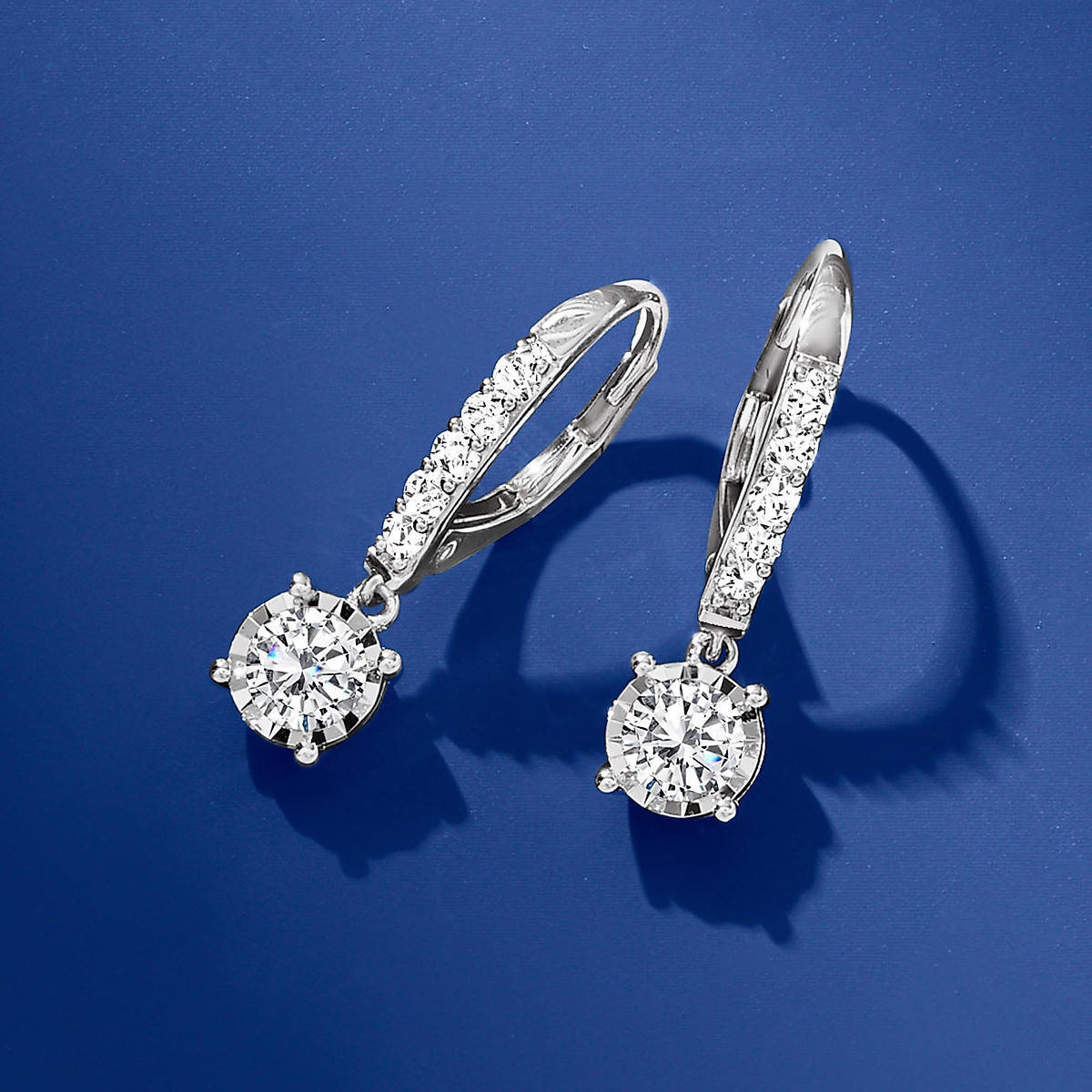 Ross-Simons 1.00 ct. t.w. Diamond Drop Earrings in 14kt White Gold