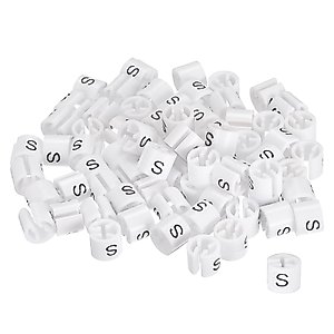 MECCANIXITY Clothes Hanger Marker S Size Tag Fit 3.5mm Rod White for Garment Clothing Color Coding, Pack of 100
