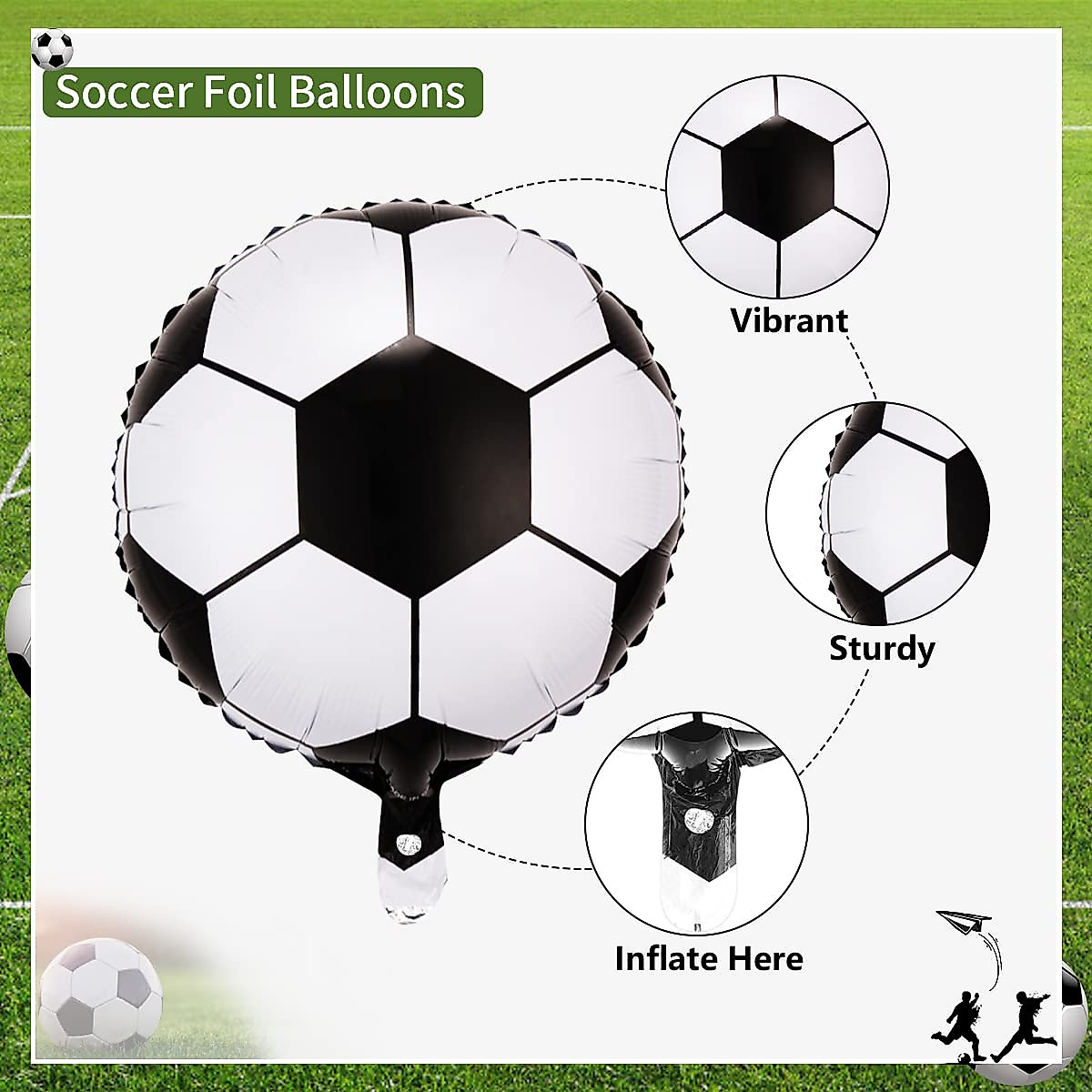 Soccer Party Supplies - 3 Set Soccer Themed Happy Birthday Banners, 1 Table Cloth, 10 Cake Toppers and 15 Soccer Theme Balloons Decorations for Kids and Soccer Fans Birthday Party