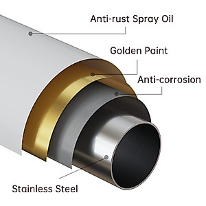 EBOATOP Shower Curtain Rod Tension- Never Rust No Drill Non-Slip Spring Tension Shower Rod, 43-73 inches Metal Steel, Gold