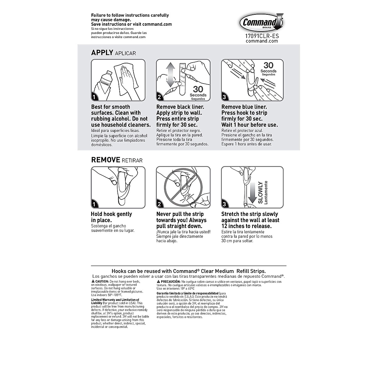 Command CL091-7NA Clear Medium Hooks, 7 Count