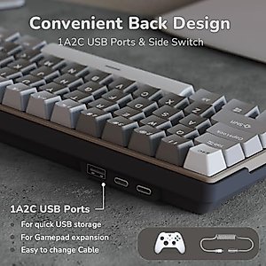RK ROYAL KLUDGE RK61 Plus Wireless Gaming Keyboard, 60% Percent Mechanical Keyboard with Bluetooth/2.4Ghz/USB Modes, Hot Swappable RGB Keyboard for PC Gamers, Silent Linear Viridian Switches