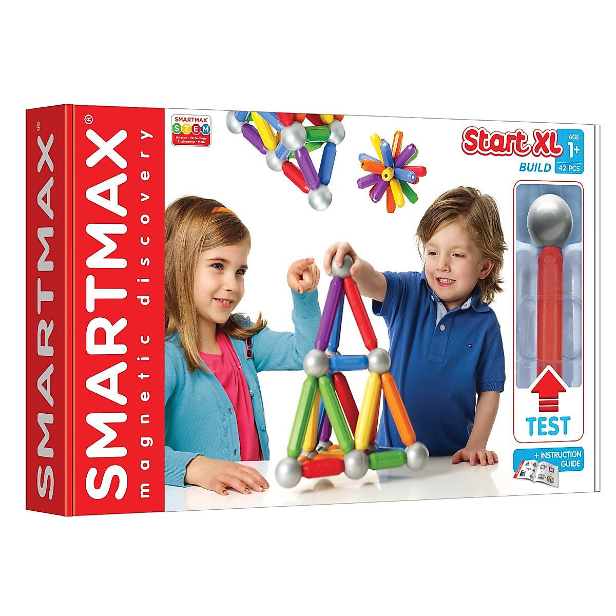 SmartMax Start XL (42 pcs) STEM Magnetic Discovery Building Set Featuring Safe, Extra-Strong, Oversized Building Pieces for Ages 3+