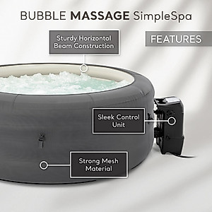 INTEX 28483E SimpleSpa Bubble Massage Spa: includes Insulated Cover – Built-in QuickFill Inflation – Soothing Jets – 4 Person Capacity – 77" x 26"