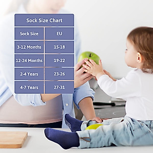 Sosenfer Non Slip Toddler Socks with Grippers,5 Pairs Non Skid Ankle Socks for 4-7 Years Baby Kids Made With Cotton-5 Pairs blue