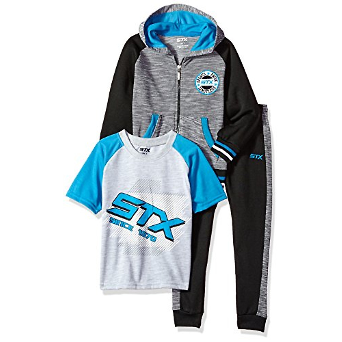 STX Toddler Boys' 3 Piece Hoodie, Tee, and Jogger Set, SK04-Black, 3T