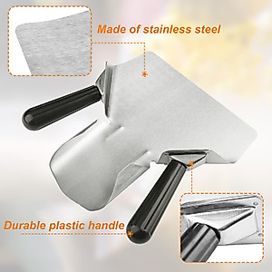 3 PCS Double Handle chips Scoop, Stainless Steel Dual Handle French Fry and Popcorn Scoop for Commercial and Personal Use, by GENHAKON.