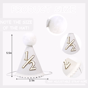 Boho Half Birthday Conical Cap - Natural 6 Month Celebration Hat with Milky White Color for Birthday Celebration