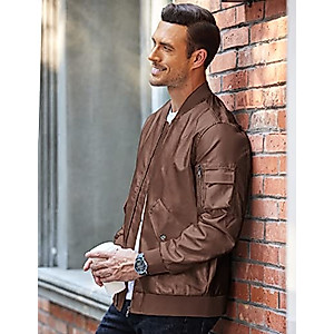 COOFANDY Men's Leather Bomber Jackets Fashion Disco Jacket Varsity Jackets Coat