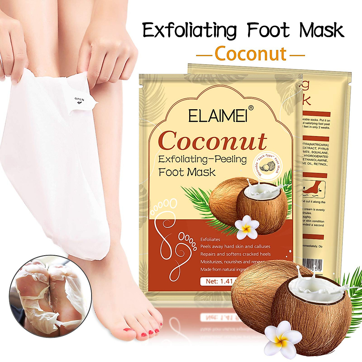 Foot Peel Mask 3 Pack-Feet Peeling Mask,Exfoliating Peeling Foot Mask,Foot Peel Exfoliator Remove,Peel Off Calluses & Dead Skin,Make Your Feet Baby Soft,Exfoliating Peeling Natural Treatment