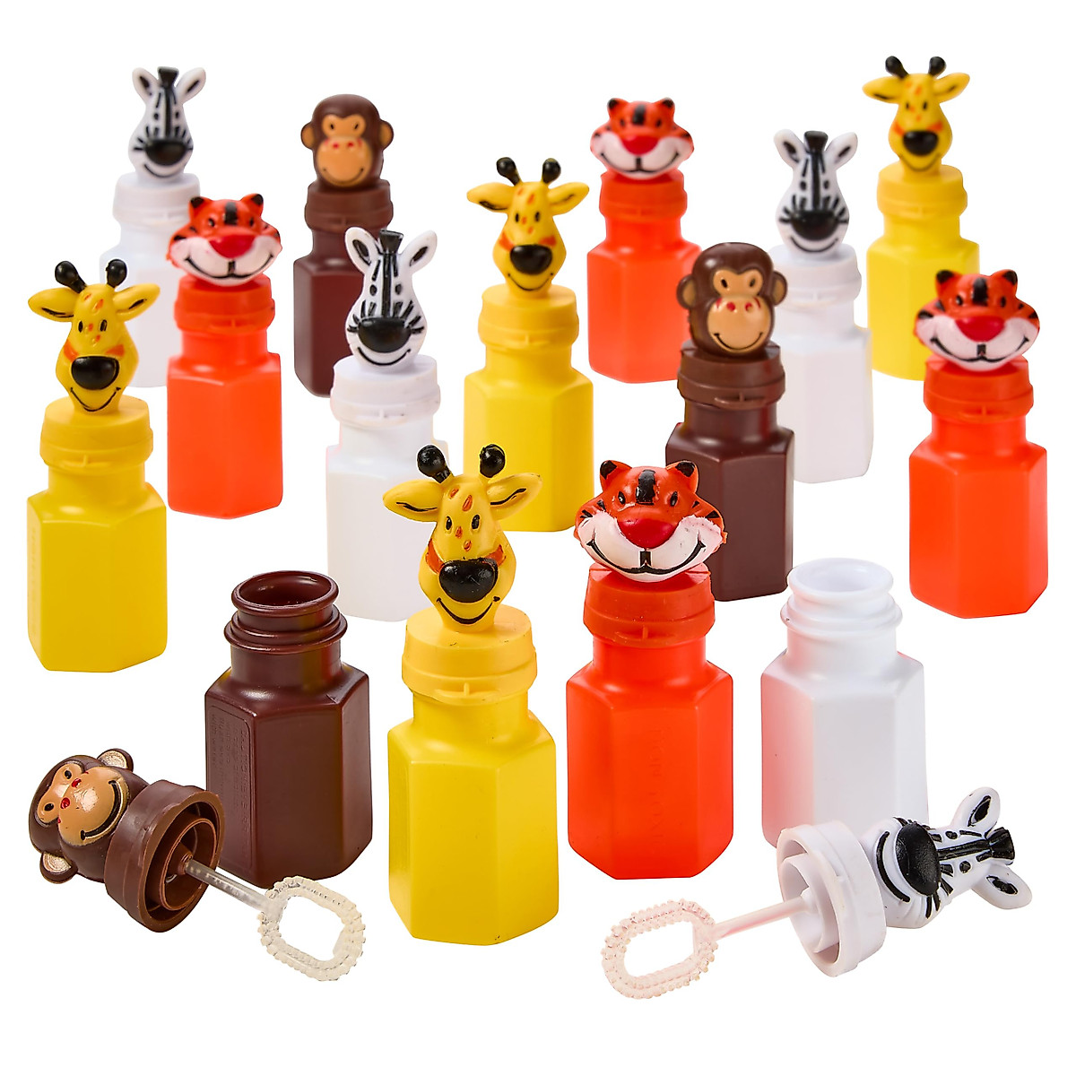 Playbees Zoo Animal Bubbles - 24 Pack - Safari Party Favors, Bulk Mini Wand Bottles - Jungle Zoo Characters for Kids