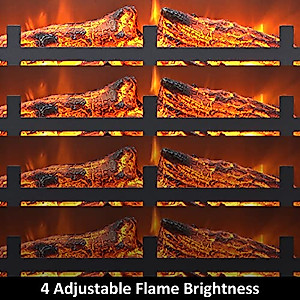 Rodalflame 23 inch Electric Fireplace Insert with Remote Control, 750/1500w, 3 Adjustable Brightness Flames, Overheat Protection, Black