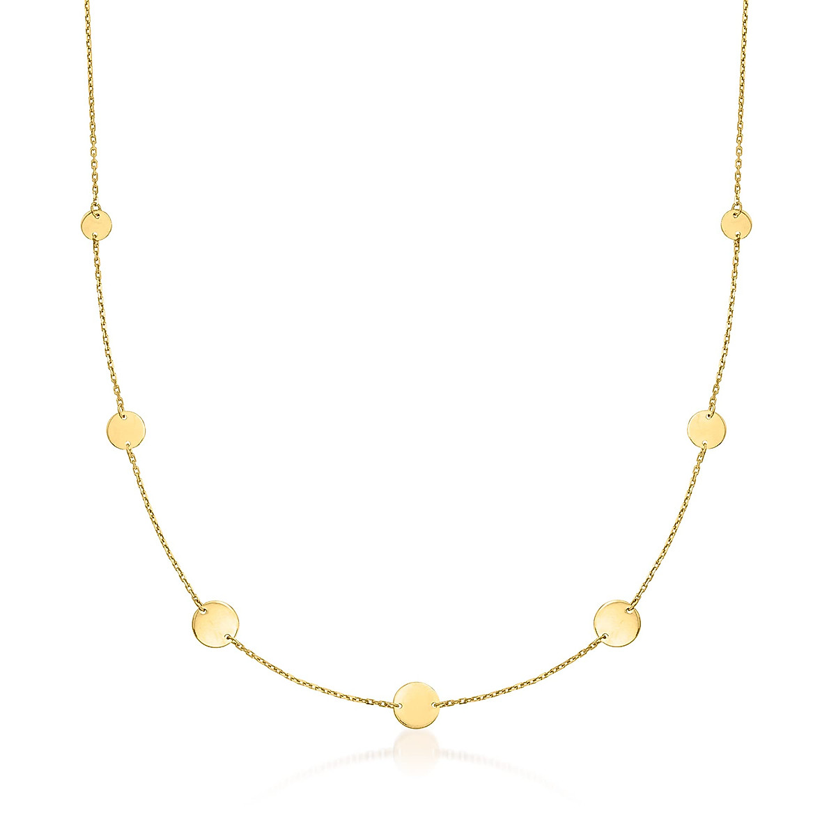 RS Pure by Ross-Simons Italian 14kt Yellow Gold Multi-Size Disc Station Necklace. 16 inches