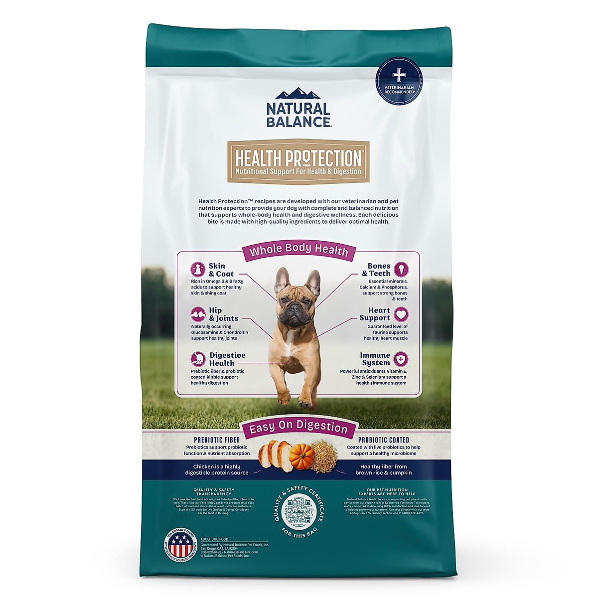 Natural Balance Health Protection Small Breed Dry Dog Food – Whole Body Health, Easy on Digestion Dog Food Made with Chicken, Brown Rice & Pumpkin for Dogs - 4lbs.
