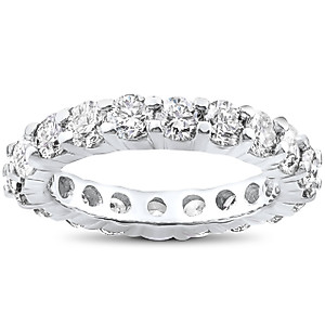 P3 POMPEII3 4 ct Diamond Eternity Wedding Ring 14K White Gold - Size 4.5