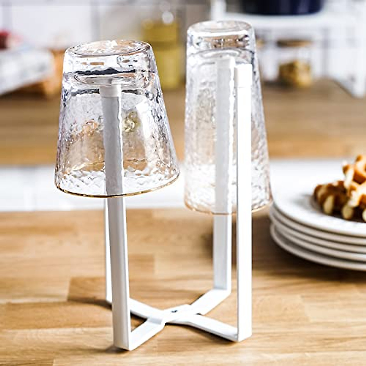 ZOOFOX 2 Pack Bottle Drying Rack, Retractable Kitchen Bag Drying and Storage Holder Stand for Bottles, Cups and Towels, Bag Rack Holder (Black, White)