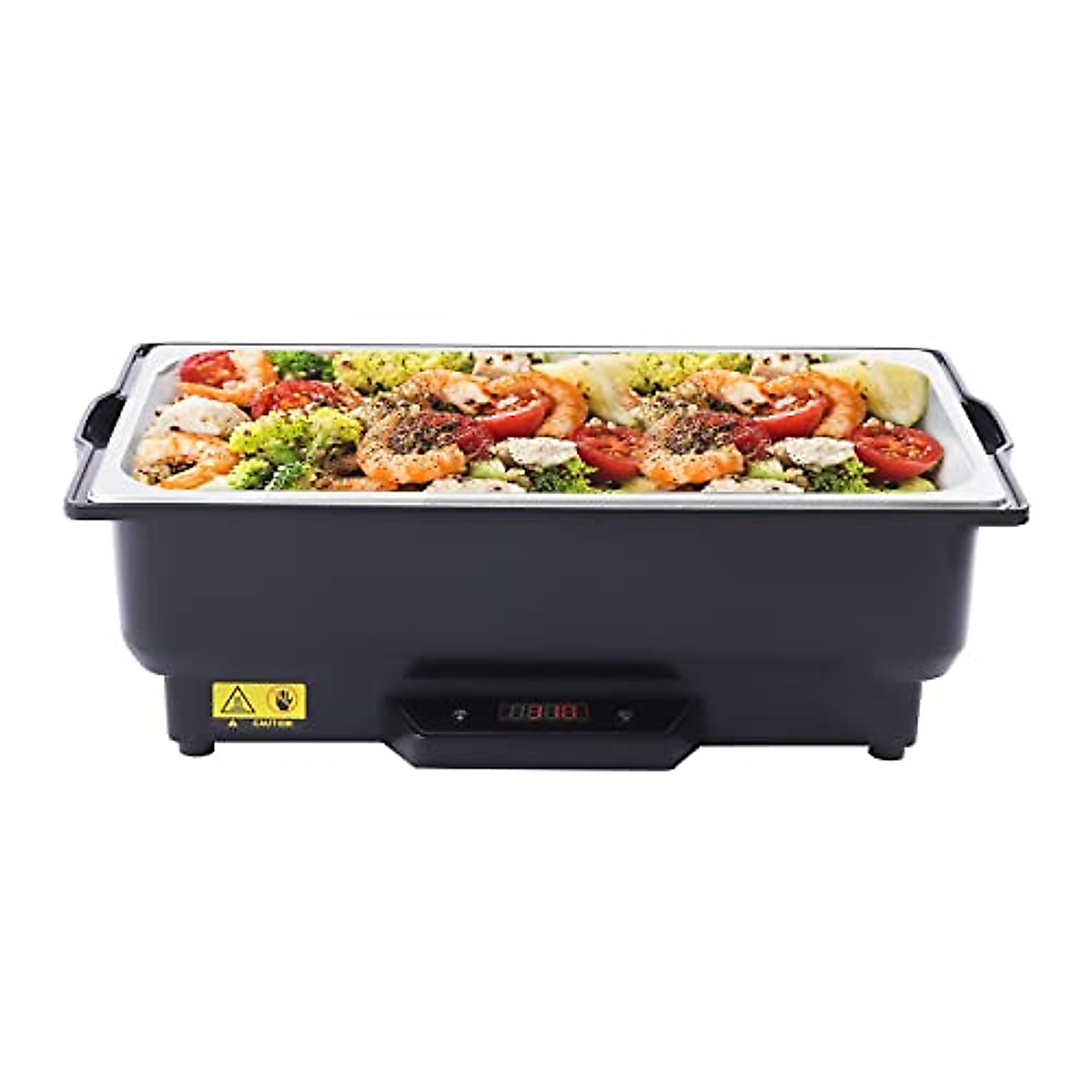 Fetcoi Electric Chafing Dish, Temperature Control, Chafer Cover Buffet Warmers Chaffing Server Set Chafer for Catering, Parties, Buffets, 9L/ 9QT Capacity