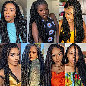 Seimainurs Springy Afro Twist Hair Marley Hair Spring Twist For Distressed Soft Locs Synthetic Pre-Separated Crochet Braiding Hair Marley Twist Hair Extension For Black Women (16 Inch (Pack of 3), 1B)