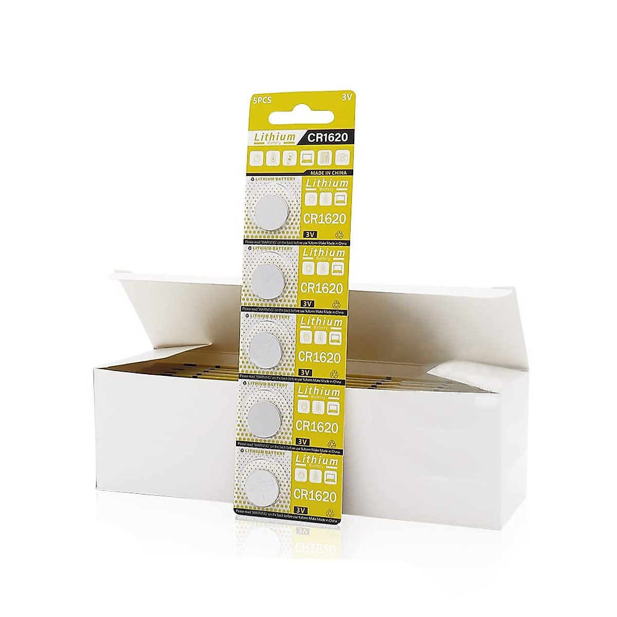 Cotchear 5Pcs CR1620 Coin Batteries 3V Electronic Button Lithium Battery Cell CR1620 DL1620 5009LC for Watch Toy Remote