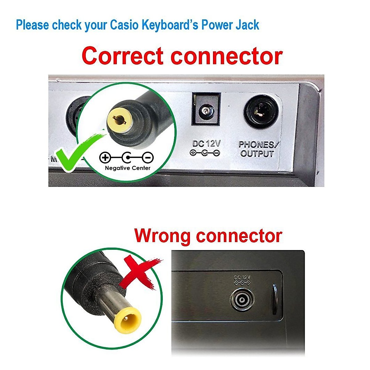T-Power Charger for Casio 12V DC AD-12MLA U AD-12MLA U AD-12MLA U AD12M3 Keyboard SPECIAL TIP, PLS SEE PIC. Replacement Switching Power Supply Cord