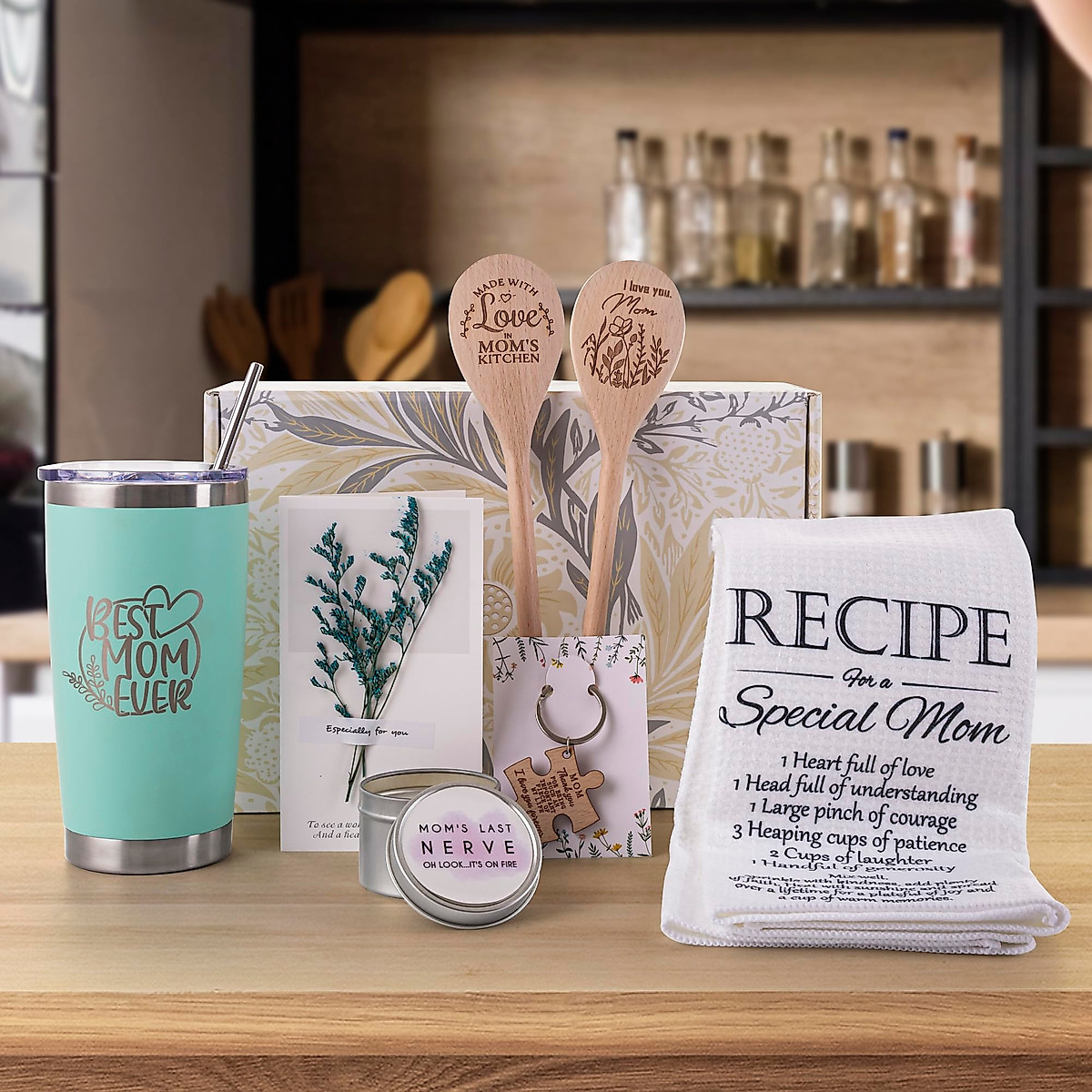 ELEMENU Gift Basket for Mom, Mothers Day Birthday Gifts Basket for Mom from Daughters Sons Kids, Unique Gifts for Mom, Wife, Mother in Law, Christmas, Valentines Day Gifts Ideas 6pcs