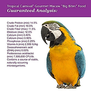 Tropical Carnival F.M. Brown's Gourmet Macaw Food Big Bites for Big Beaks, Vitamin-Nutrient Fortified Daily Diet with Probiotics for Digestive Health - 14lb