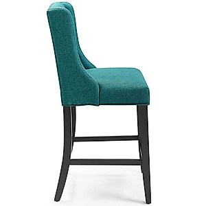 Modway Baronet Tufted Button Upholstered Fabric Counter Stool, Teal