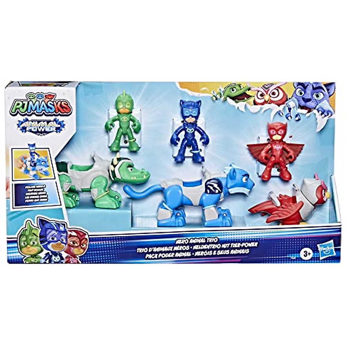 PJ Masks Animal Power Hero Animal Trio Playset, with 3 Toy Cars and Action Figures, Preschool Toys, Superhero Toys for 3 Year Old Boys and Girls and Up