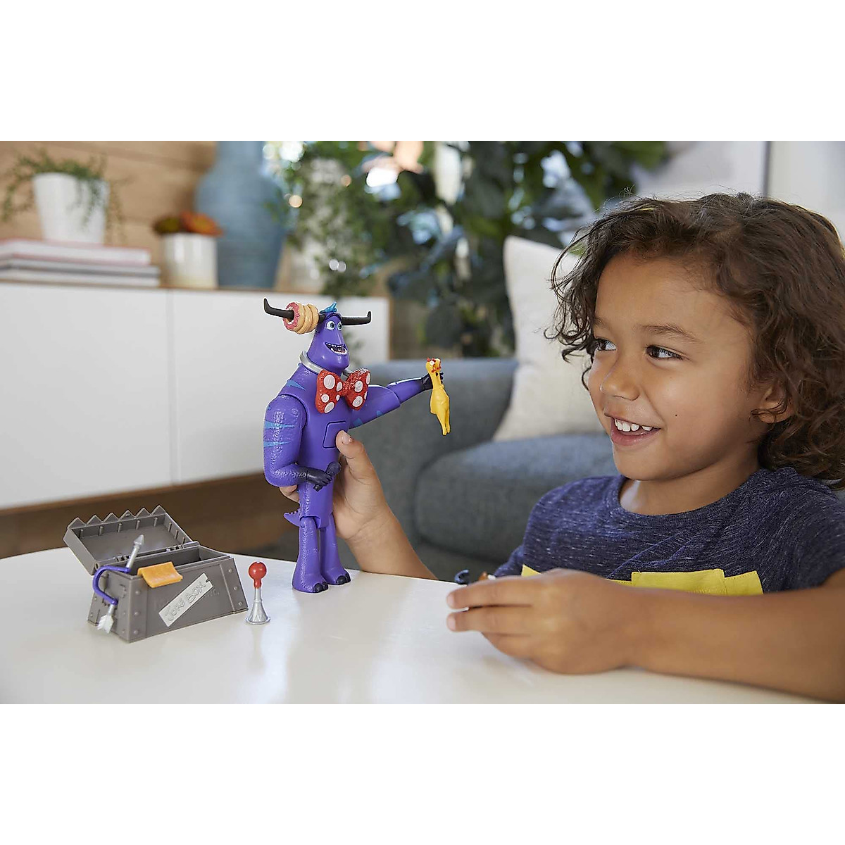 Mattel Monsters at Work Tylor Tuskmon The Jokester Feature Figure Talking Interactive Disney Plus Character Toy with Accessories, Posable Authentic Look & Sound, Kids Ages 3 Years & Up