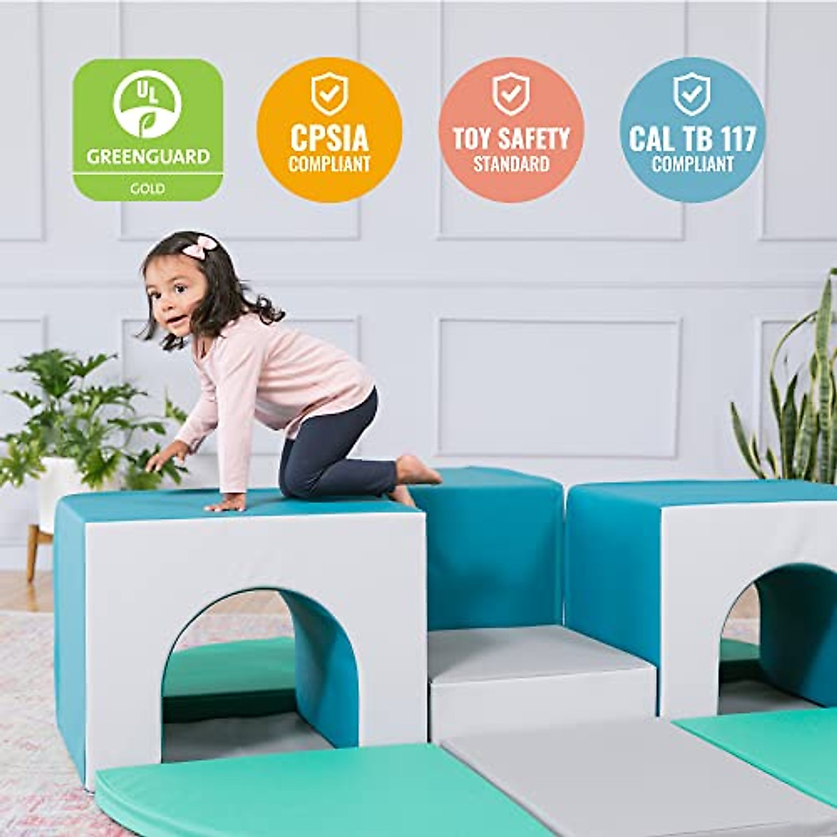 ECR4Kids SoftZone Triple Tunnel Maze, Toddler Playset, Contemporary, 9-Piece