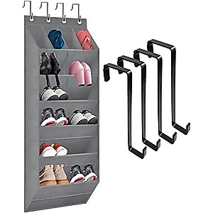 TIOYOTY Over The Door Shoe Organizer and 4 Pack Over The Door Hooks