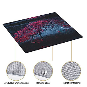 Scenery Tree Printed Drying Mat For Kitchen Ultra Absorbent Microfiber Dishes Drainer Mats Non-Slip Silicone Quick Dry Pad - 18 X 16inch