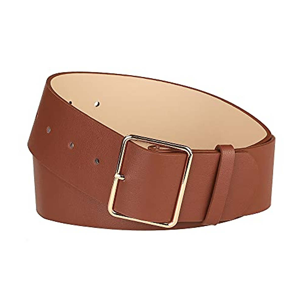 Allegra K PU Leather Belts for Women Metal Pin Buckle 2 inches Wide Belt for Dress Pants Fit waist 77-95cm/30-37 Brown