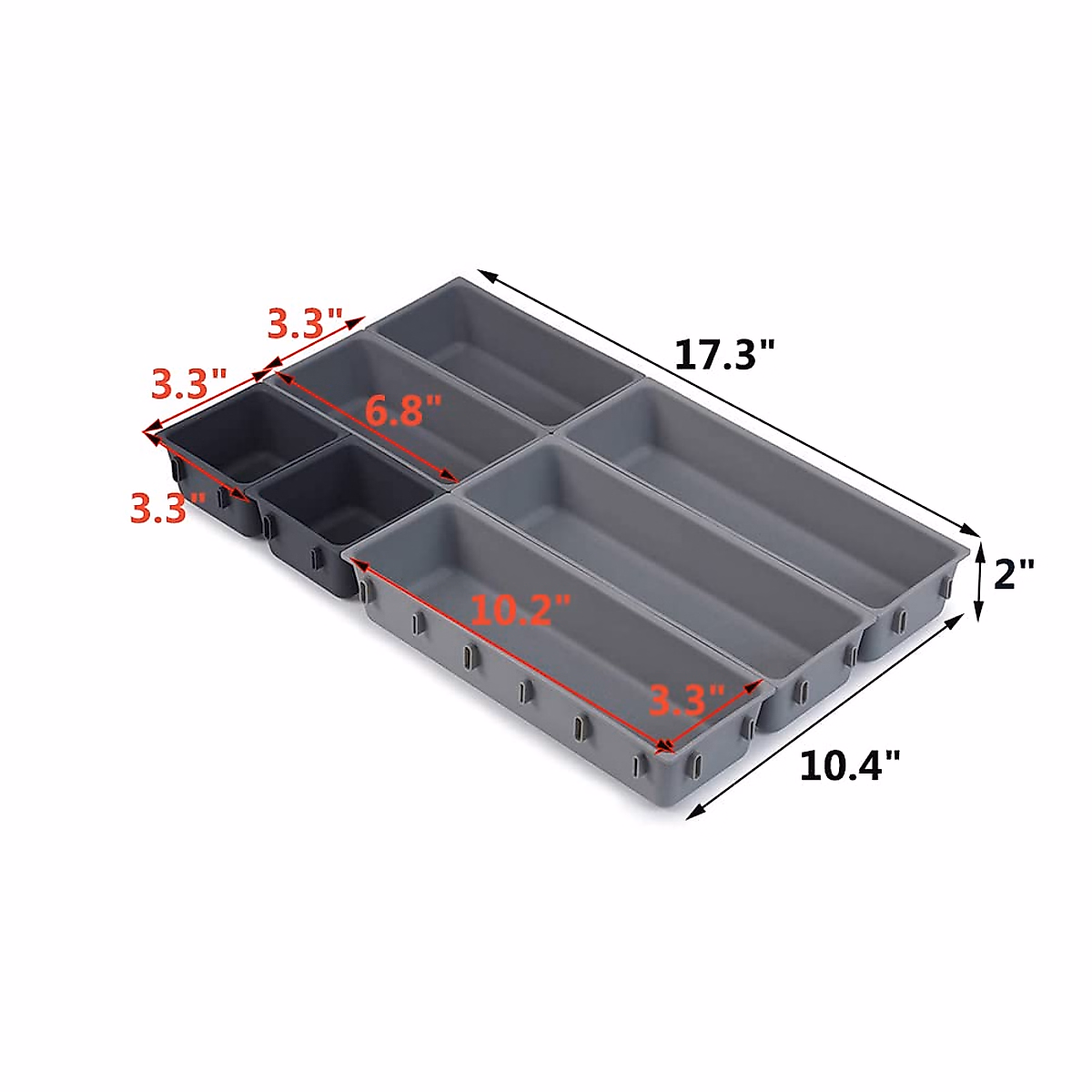 JIEQIJIAJU 7 Slots Silverware Tray for Drawer, Kitchen Drawer Organizer Utensils Holder Flatware Storage Tray Cutlery Organizer in Drawer for Forks and Spoons, Silverware Organizer Tray for Drawer