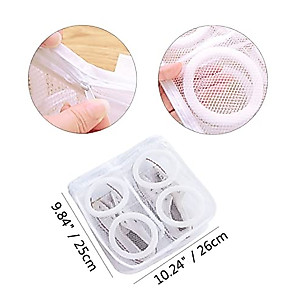 Reusable Zipper Net Shoes Wash Bag Gym Shoe Sneaker Trainers Dryer Bag Laundry Storage Organizer White Square