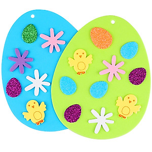 Konsait Bulk 208pcs Easter Foam Eggs Stickers, Bunny Chicken Self-Adhesive Foam Easter Eggs Shapes Stickers for Kid's Art DIY Craft Scrapbooks Supplies Easter Party Decor