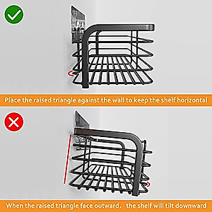 Tindbea Shower Caddy, Adhesive Shower Shelves with 6 Hooks, Bathroom Shower Organizer Racks No Drilling, Rustproof Stainless Steel Shower Storage Shelf for Inside Shower, 2 Pack, Matte Black