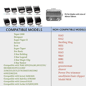 Clipper Guards Cutting Guides Compatible with Wahl Clipper with Metal Clip-from 1/16 Inch to 1 Inch(1.5-25mm)，10 Pack Black