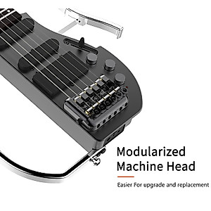 Asmuse Foldable Travel Headless Electric Guitar with Built In Headphone Jack Full-Scale Overhead Guitar ALP AD-80 Ultra-Light Portable and Rechargeable with USB Cable and Gig Bag