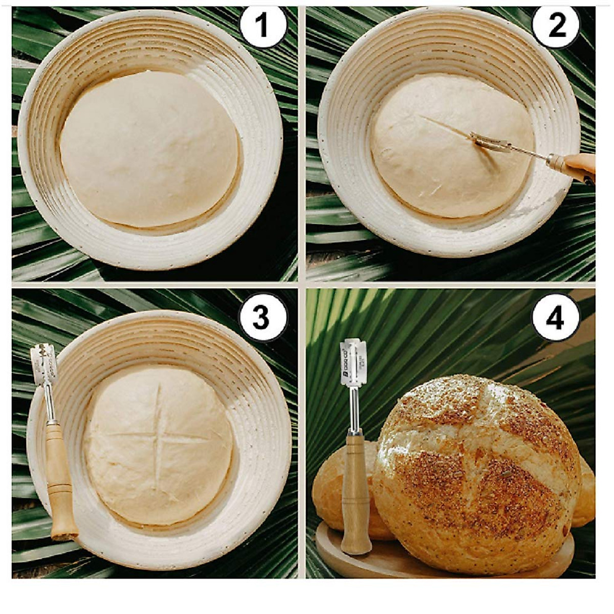 Premium Hand Crafted Bread Lame with 5 Replaceable Blades Dough Making Slasher Tools for Scoring Sourdough Bread Easily - Super Sharp and Durable Razors with Authentic Leather Protective Cover