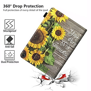 FVAENDHIO Case for Amazon Kindle Fire HD 8 & Fire HD 8 Plus Tablet (12th/10th Generation, 2022/2020 Release) - Premium PU Leather Cover with Auto Sleep Wake, You are My Sunshine, Sunflower