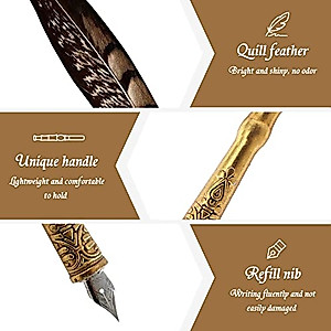 Hethrone Calligraphy Pen Set - Feather Pen Quill Pen Ink Set with Replacable Nibs